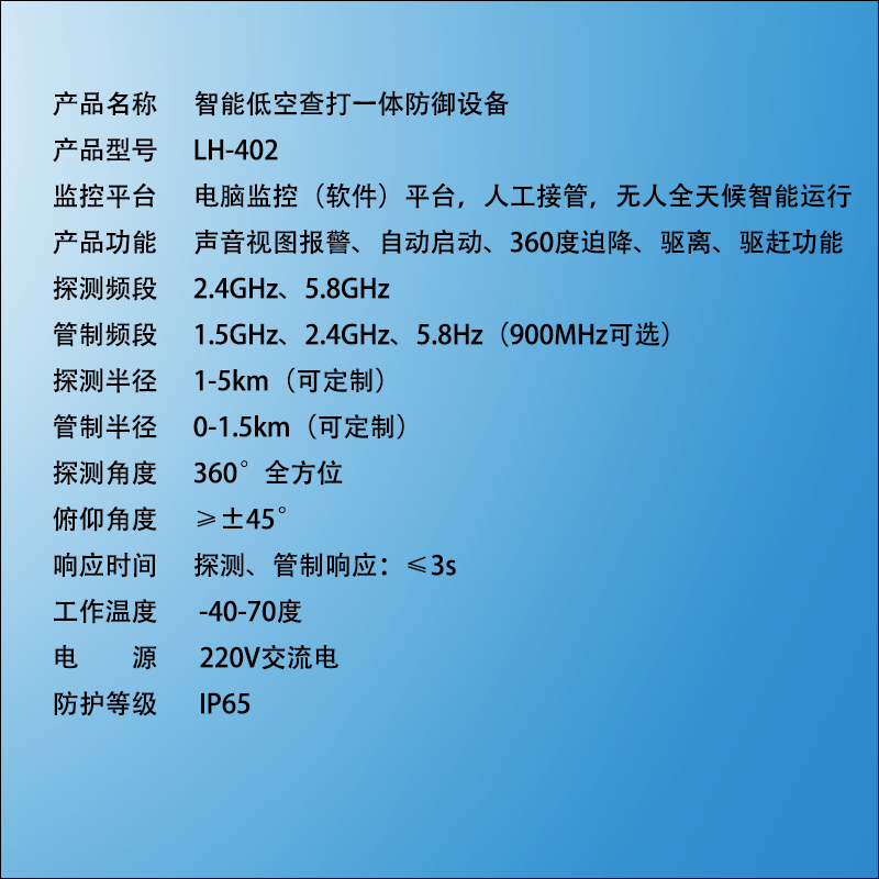 雷火安防LH-402 无人机查打一体（侦测探测反制压制干扰驱离迫降一体）固定式智能低空防御系统 - 深圳大仟里科技有限责任公司